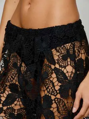 L'Agence Geraldine Cover-up Pants - Black Butterfly Crochet