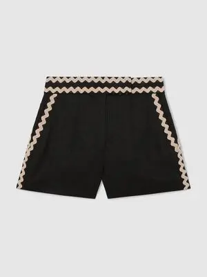 REISS Mila Linen Wave-trim Shorts