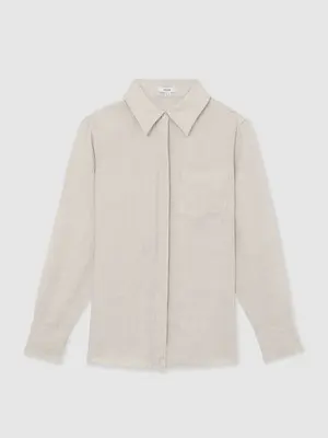 REISS Belle Linen Long-sleeve Shirt