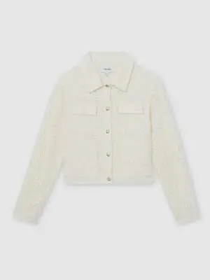 REISS Lori Collared Lace Press-stud Jacket