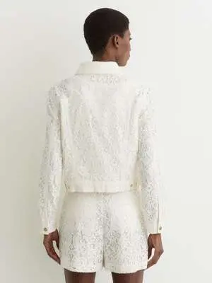 REISS Lori Collared Lace Press-stud Jacket