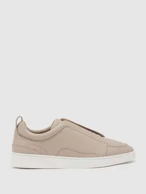 REISS Henry Bonded-leather Elasticated Trainers