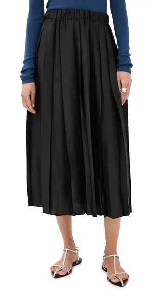 Tibi Feather Weight Pleated Pull On Skirt - Black