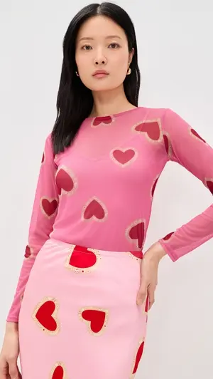 NEVER FULLY DRESSED Hearts Mesh Top