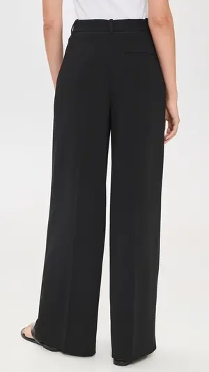 Theory Wide Leg Pleat Trousers - Black