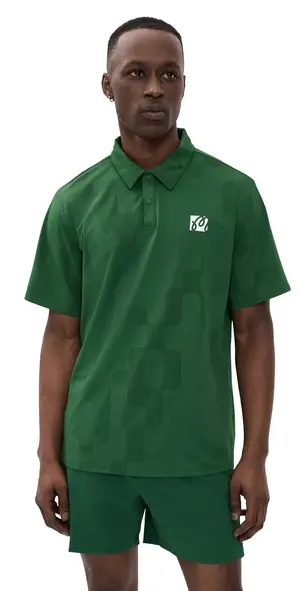 MALBON Performance Mesh Paneled Polo Shirt