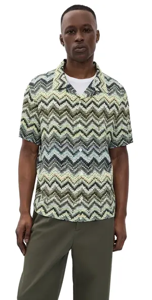 Missoni Short Sleeve Shirt - Multicolor Green/yellow/blue