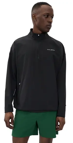 MALBON Performance Quarter Zip Shell Pullover - Black