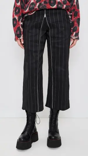 R13 Front Zip Striped Trousers