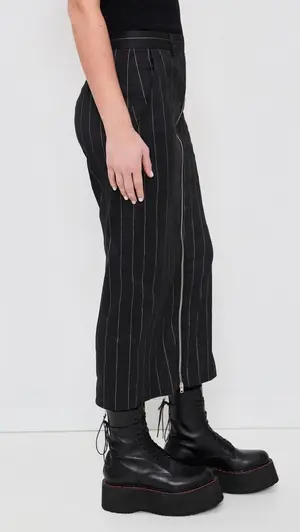 R13 Front Zip Striped Trousers
