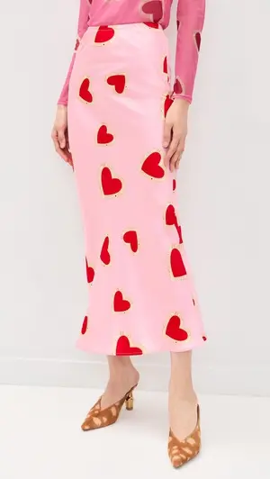 NEVER FULLY DRESSED Heart Print Dorris Skirt