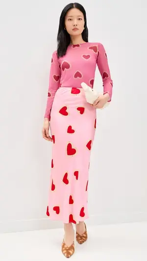 NEVER FULLY DRESSED Heart Print Dorris Skirt