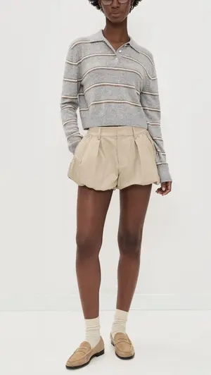Astr The Label Margeen Bubble Hem Shorts - Khaki
