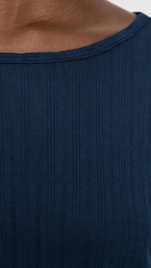 Eberjey Pointelle Knit Tee - Navy