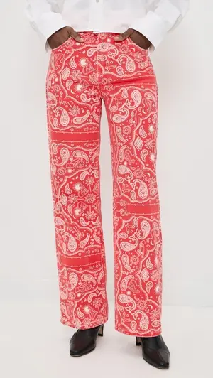 NEVER FULLY DRESSED Bandana Print Denim Jeans