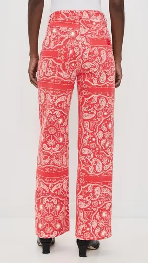 NEVER FULLY DRESSED Bandana Print Denim Jeans