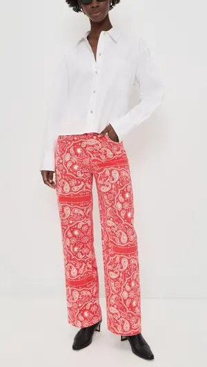 NEVER FULLY DRESSED Bandana Print Denim Jeans