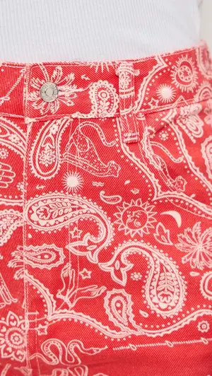NEVER FULLY DRESSED Bandana Print Denim Jeans