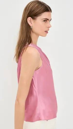 Cami Nyc Asymmetrical Off-shoulder Silk Top - Rosebud
