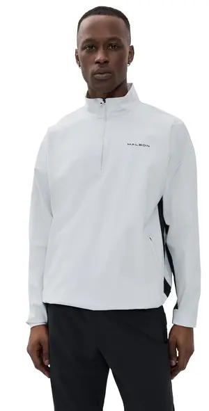 MALBON Performance Quarter Zip Shell Pullover - Silver / Black
