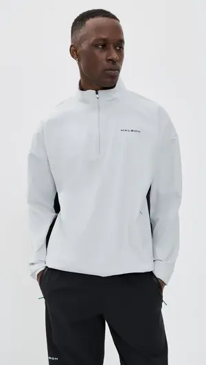 MALBON Performance Quarter Zip Pullover - Silver/black