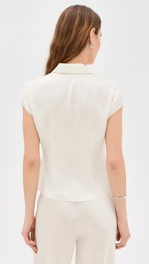 Theory Cap-sleeve Silk Blouse - Ivory