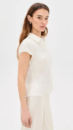 Theory Cap-sleeve Silk Blouse - Ivory