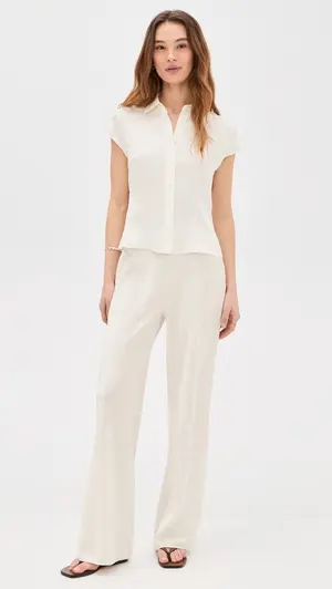 Theory Cap-sleeve Silk Blouse - Ivory