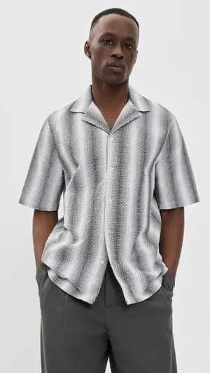 Officine Générale Eren Woven Shirt - Midgrey/white