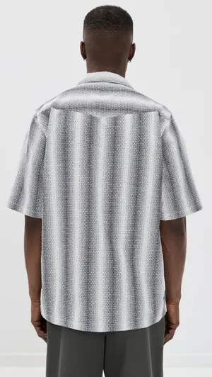 Officine Générale Eren Woven Shirt - Midgrey/white