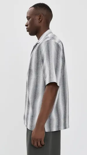Officine Générale Eren Woven Shirt - Midgrey/white