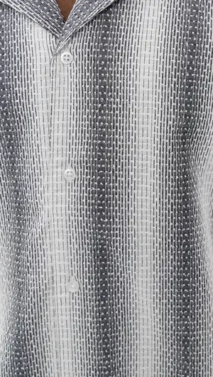 Officine Générale Eren Woven Shirt - Midgrey/white