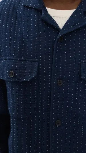 Billy Reid Pin Dot Dobby Two Pocket Overshirt