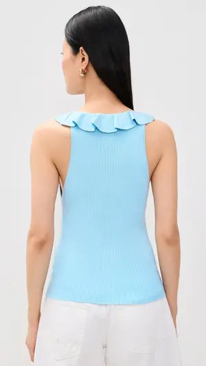 Alice + Olivia Marnie Ruffle Tank - Carolina Blue