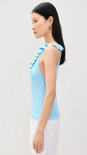 Alice + Olivia Marnie Ruffle Tank - Carolina Blue