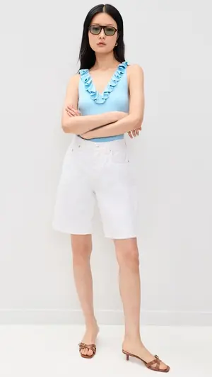 Alice + Olivia Marnie Ruffle Tank - Carolina Blue