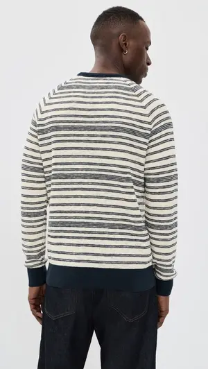 Billy Reid Raglan Stripe Crew Sweater