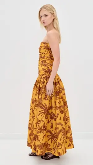 ALEMAIS Banana Blossom Strapless Maxi Gown