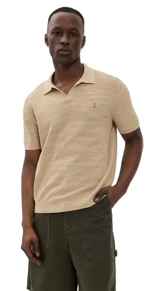 Polo Ralph Lauren Textured Cotton Polo Shirt - Dune Tan/deckwash White