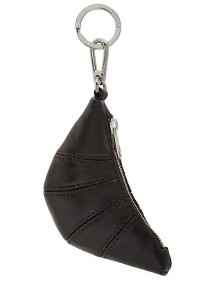 LEMAIRE Croissant Mini Leather Bag Charm - Chocolate