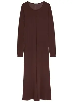 LEMAIRE Fine-knit Midi Dress - Brown