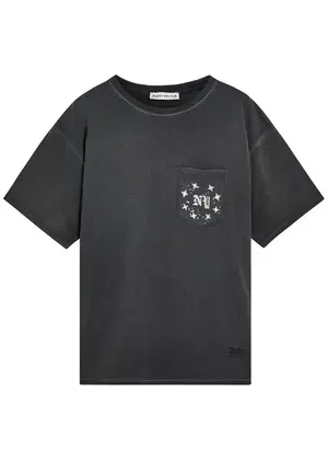 DUKE + DEXTER Pocket Washed Printed Cotton T-shirt