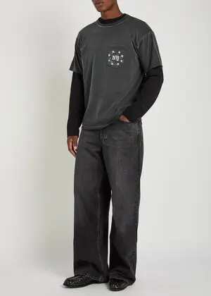 DUKE + DEXTER Pocket Washed Printed Cotton T-shirt