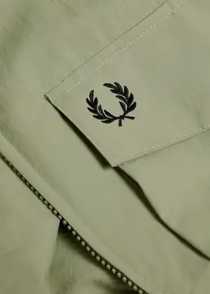 Fred Perry Logo-embroidered Crinkled Shell Overshirt - Light Green