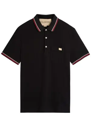 Valentino Garavani Striped Trims Cotton Polo Shirt