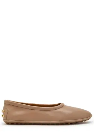 Women's Nude Leather Flats
