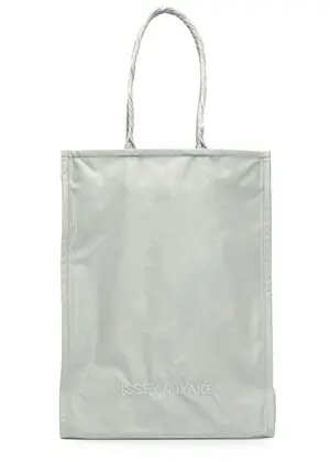 Issey Miyake Logo-embroidered Woven Tote - Grey