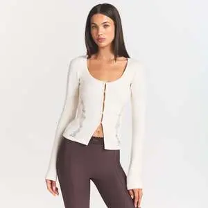 SKIMS Lace Knit Long Sleeve Cardigan - Sugar