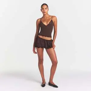SKIMS Lightweight Satin Bloomer Short - Espresso