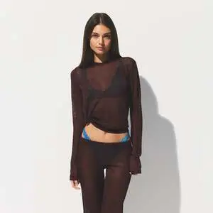 SKIMS Crew Neck Long Sleeve Top - Currant